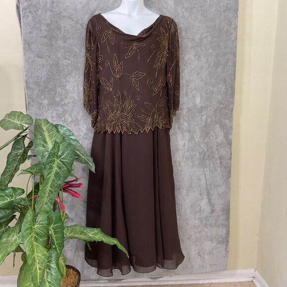 J Kara | Dresses | J Kara Beaded Formal Dress Womens Size 2w 34 Sleeve ...